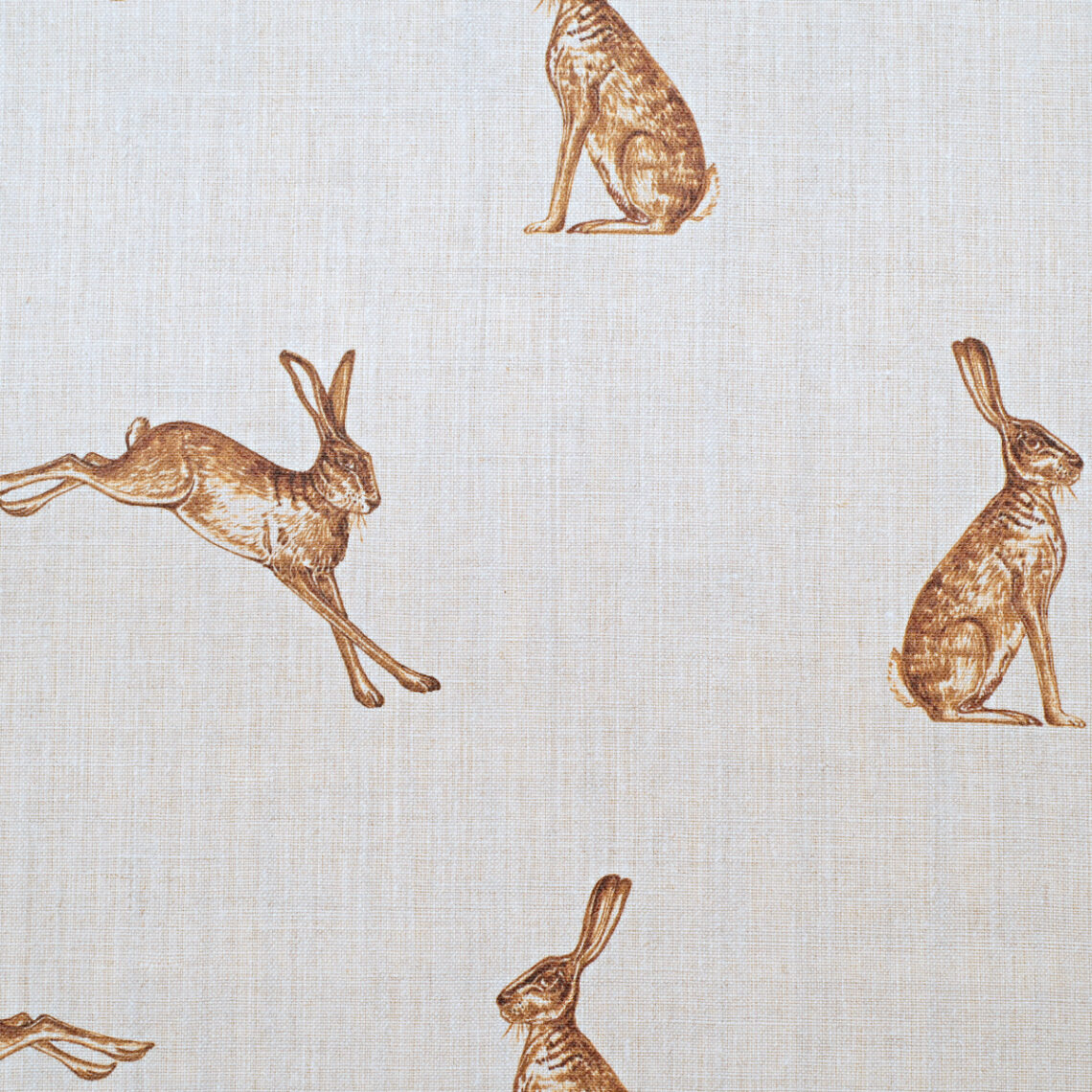 French Hares ~ Fudge on Cream Linen - Peony & Sage