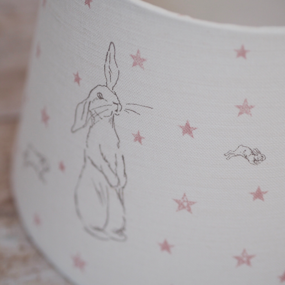 Rabbit All Star ~ Pink Stars on White Linen Union - Peony & Sage