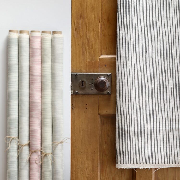 Bamboo ~ Pipe on Chunky Linen * - Peony & Sage