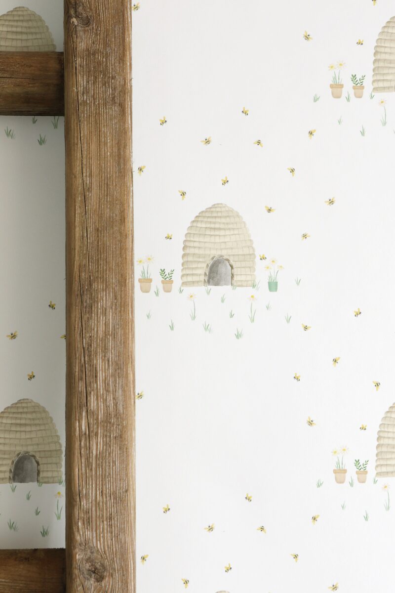 Beehive Wallpaper - Peony & Sage