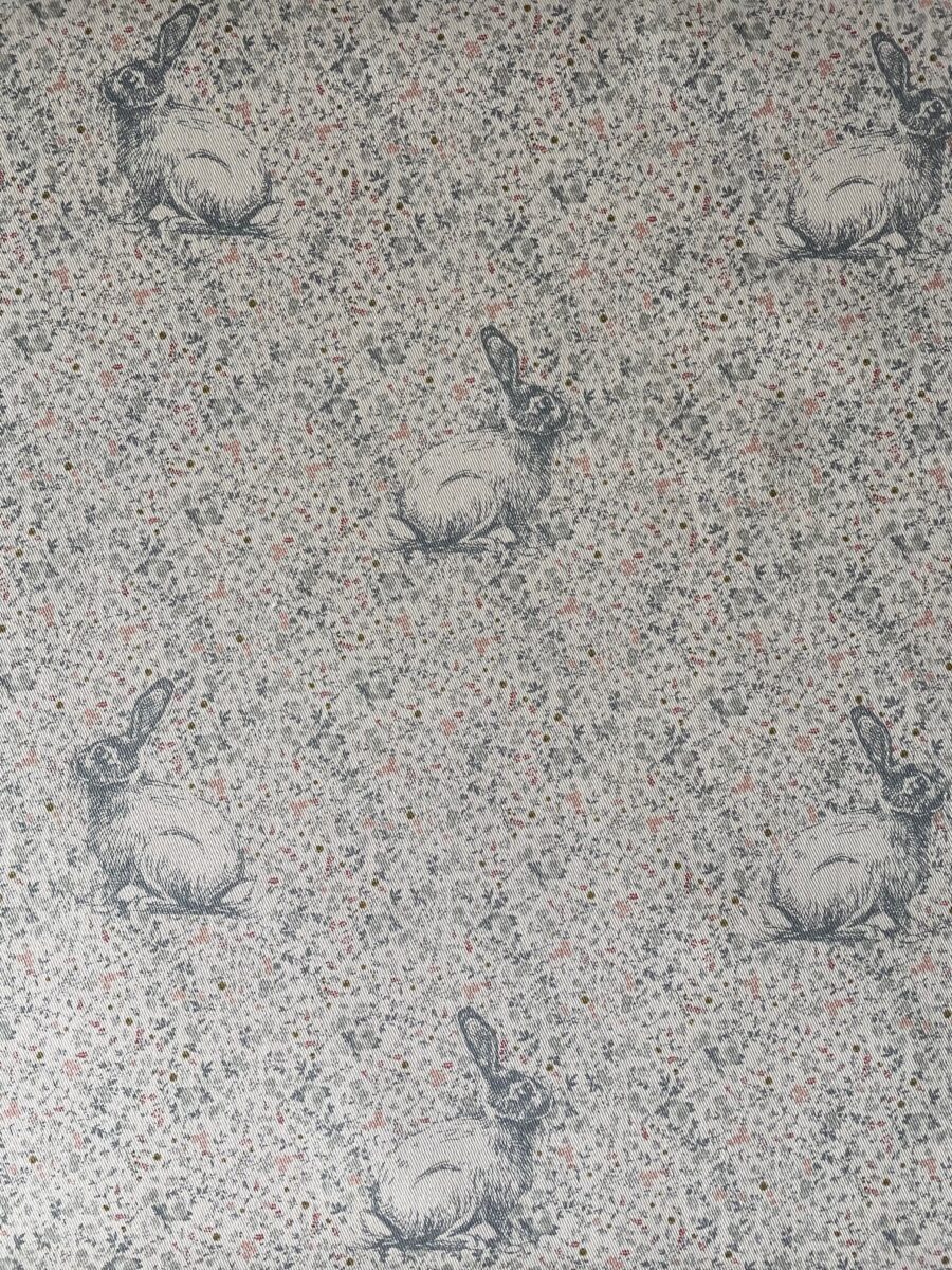 Delilah's Rabbit ~ Slate Blue & Lime on Recycled Cotton - Peony & Sage