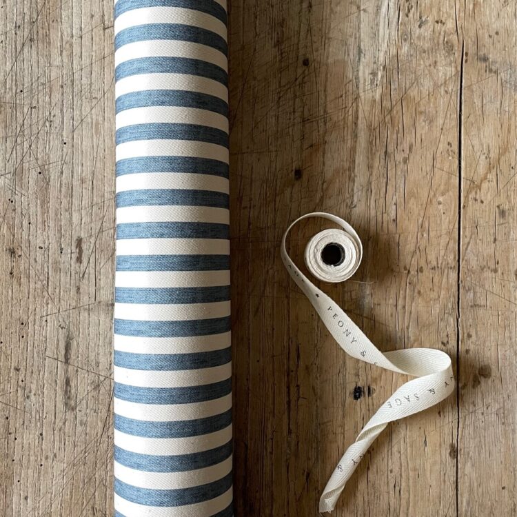 Punch + Judy Stripes on Cream Recycled Cotton ~ Mussel - Peony & Sage