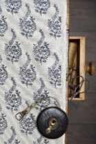 Imara Linen Squid Ink Blue On Stone Linen - Peony & Sage