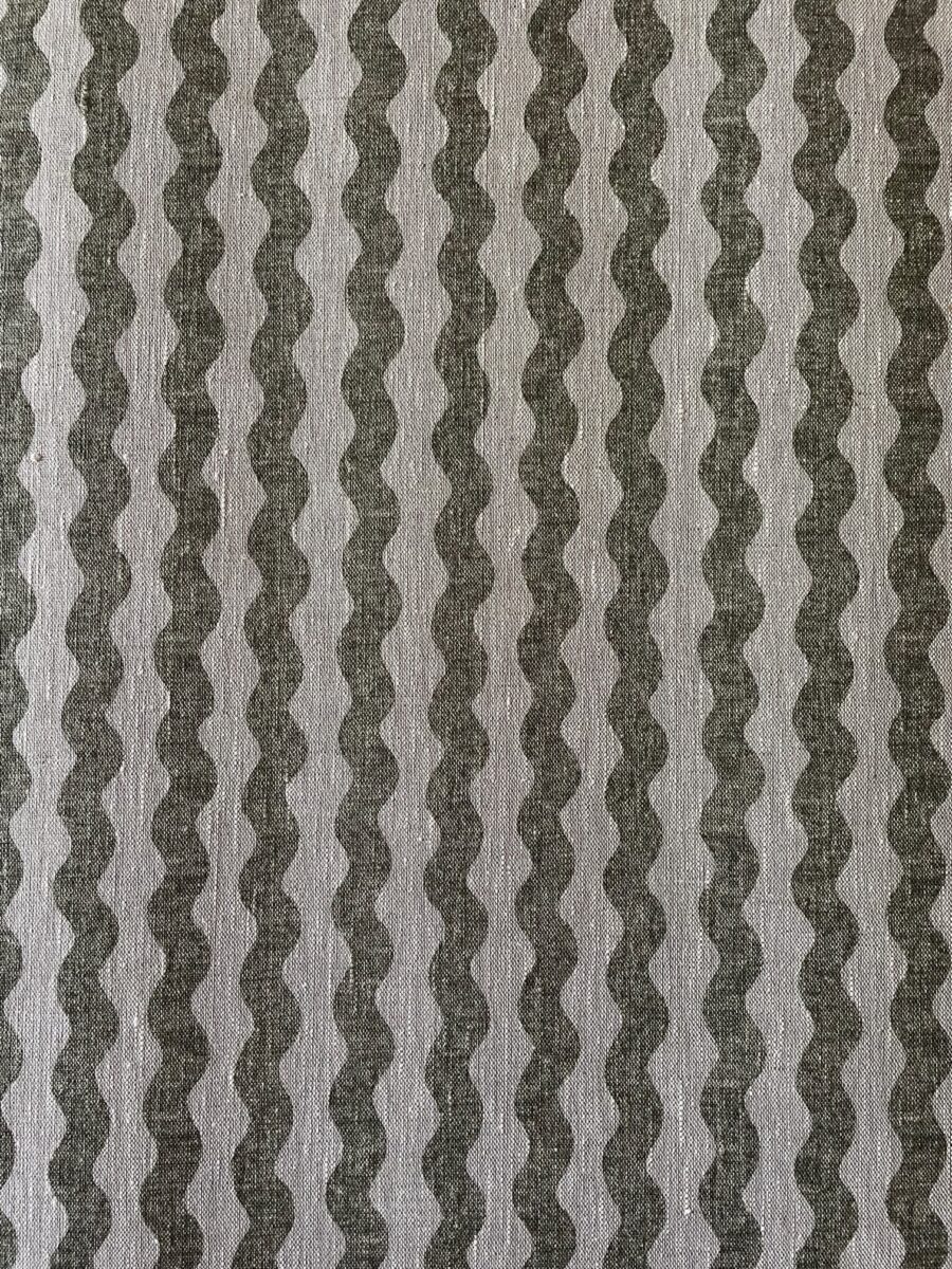 Ric Rac Stripe Forest Green on Dune Linen - Peony & Sage