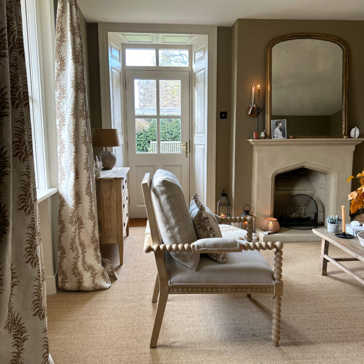 French Fern Wheat on Stone Linen - Peony & Sage