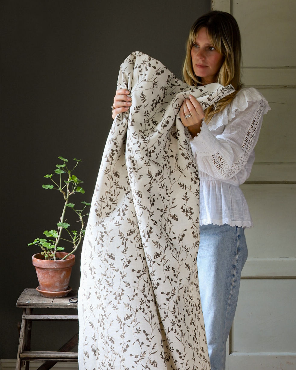 Bluebell Wood in Drab on Stone Linen - Peony & Sage